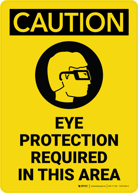 Caution: Eye Protection Required In This Area with Icon Portrait - Wall ...