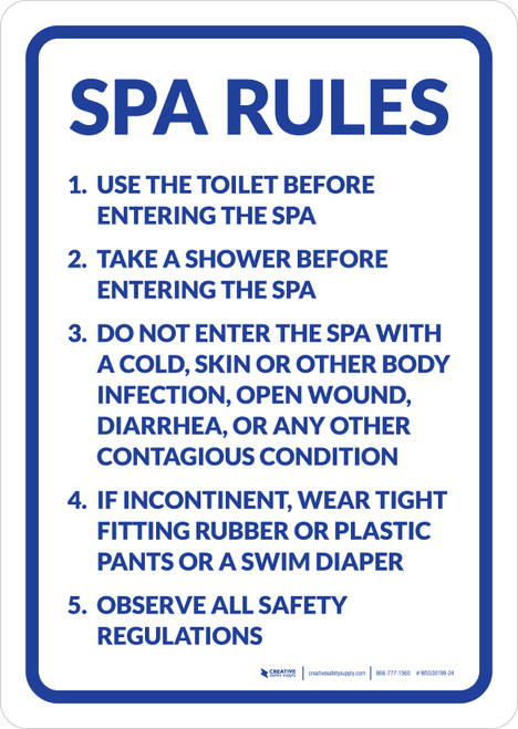 Arizona Spa Rules Portrait - Wall Sign
