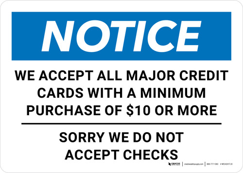 Notice: We Accept All Major Credit Cards With A Minimum Purchase ...