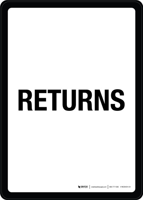 Returns White Portrait - Wall Sign