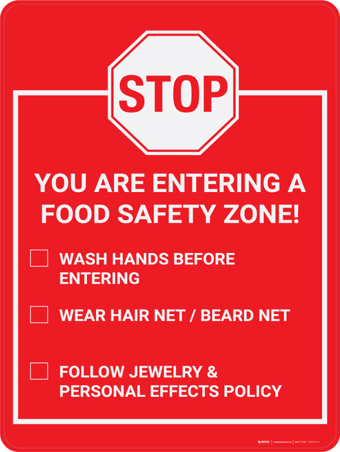 STOP: You Are Entering a Food Safety Zone - Wall Sign