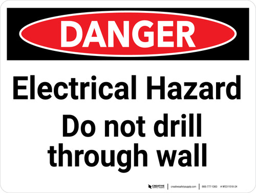 Danger: Electrical Hazard - Do Not Drill Through Wall Landscape - Wall Sign