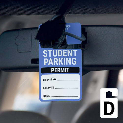 Student Parking Permit - License No/Exp Date/Name - Car Permit Parking Tag