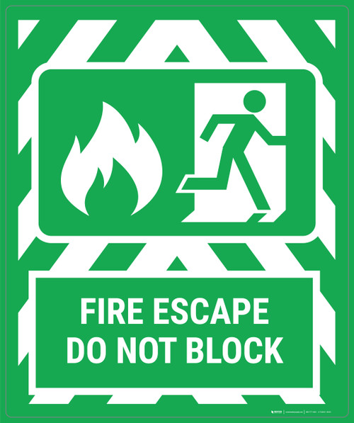 Fire Escape Do Not Block Portrait - Large Floor Sign