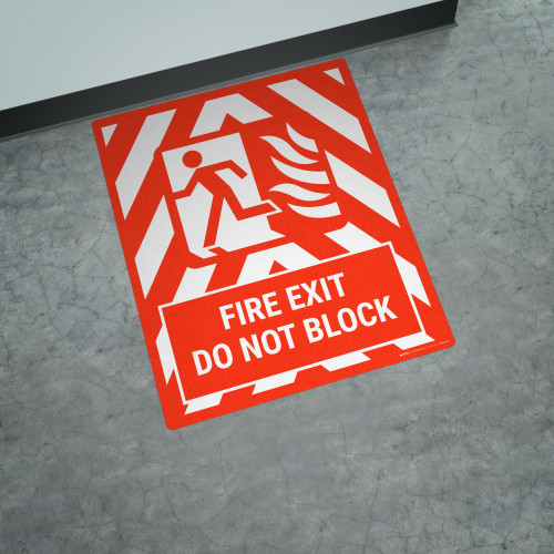 Fire Exit Do Not Block Portrait - Large Floor Sign | Creative Safety Supply