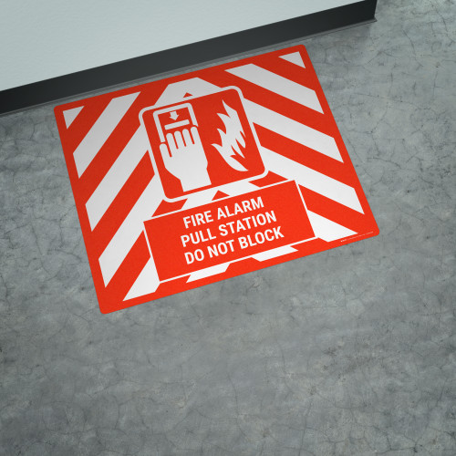 Fire Alarm Pull Station Do Not Block Landscape - Large Floor Sign