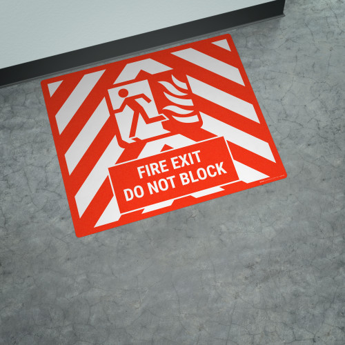Fire Exit Do Not Block Landscape - Large Floor Sign
