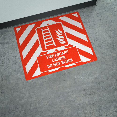 Fire Escape Ladder Do Not Block Landscape - Large Floor Sign