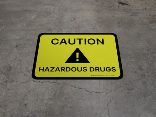 Caution Hazardous Drugs Rectangle Yellow - Floor Sign