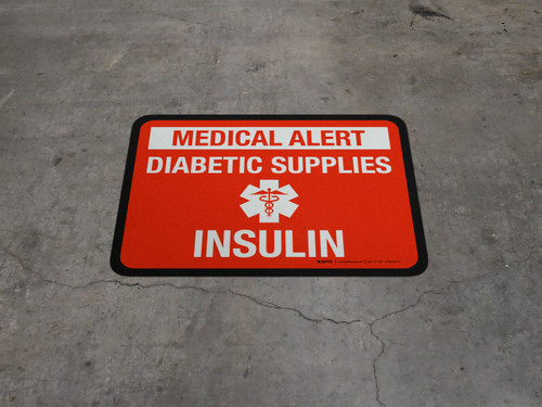 Medical Alert - Diabetic Supplies Insulin Rectangle - Floor Sign