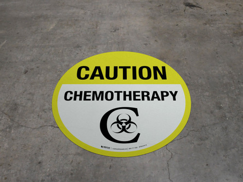 Caution Chemotherapy Yellow Circular - Floor Sign | Creative Safety Supply