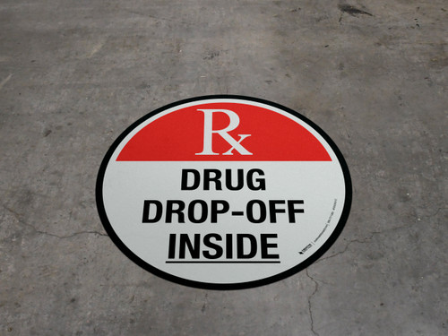 Prescription Drug Rx Drop-off Inside Circular - Floor Sign