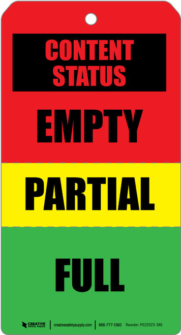 Content Status: Empty/Partial/Full Tri-Color - Tear-Off Tag