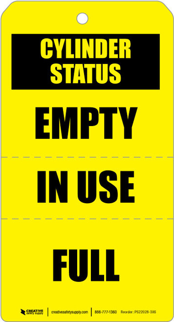 Cylinder Status: Empty/In Use/Full Yellow - Tear-Off Tag