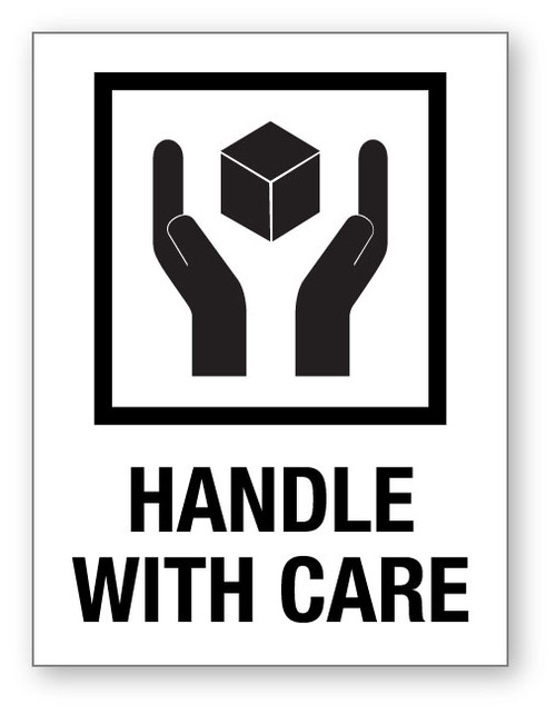 Handle With Care Black Icon - Shipping Label
