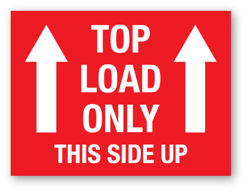 Top Load Only This Side Up Red with Arrows Up - Shipping Label