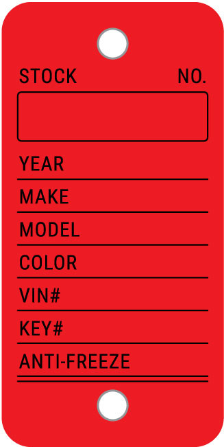 Stock No.-Anti Freeze Red - Auto Dealership Key Tags