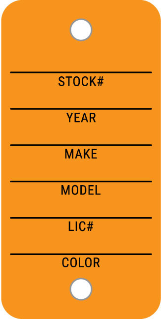 Stock# Orange - Auto Dealership Key Tags | Creative Safety Supply