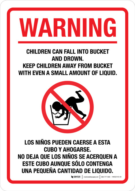 Warning: Children Can Fall Into Bucket And Drown Bilingual Spanish ...