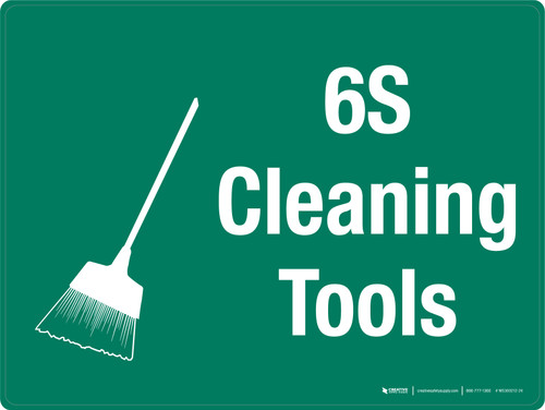 6S Cleaning Tools with Icon Landscape - Wall Sign