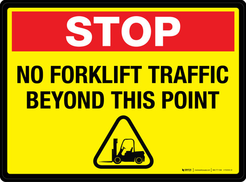 STOP: No Forklift Traffic Beyond This Point Yellow with Icon ...