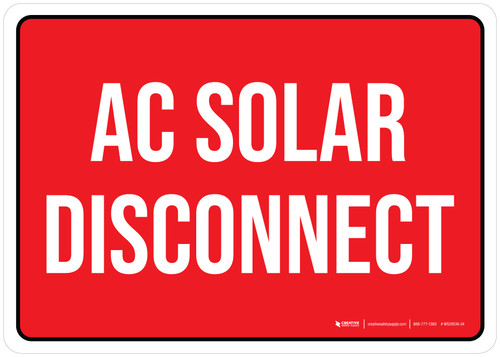 AC Solar Disconnect Red Landscape - Wall Sign