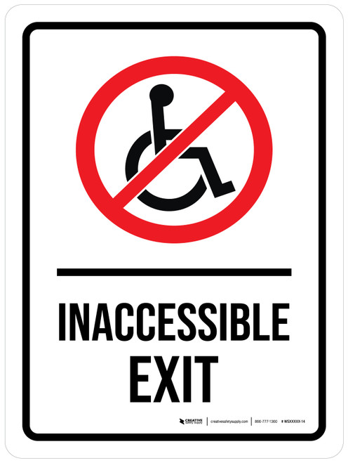 Inaccessible Exit Landscape - Wall Sign