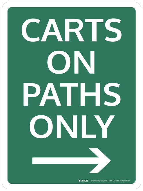 Carts on Path Only (with Right Arrow) Portrait - Wall Sign