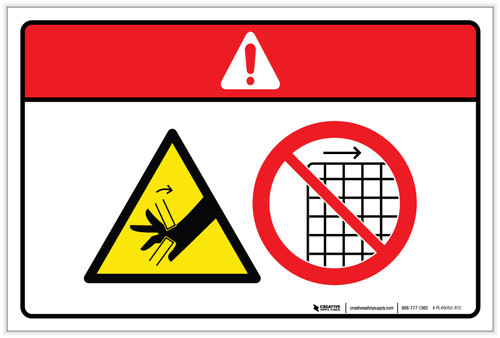 Danger: Crush Hazard Pinch Point (Wordless ISO/ANSI) - Label