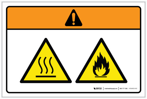 Warning: Burn Hazard (Wordless ISO/ANSI) - Label