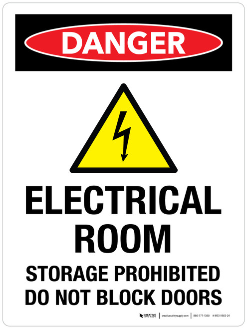 Danger: Electrical Room Storage Prohibited Do Not Block Doors Portrait ...