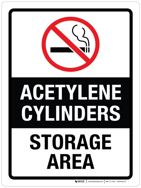 No Smoking Acetylene Cylinders Storage Area with No Smoking Icon ...