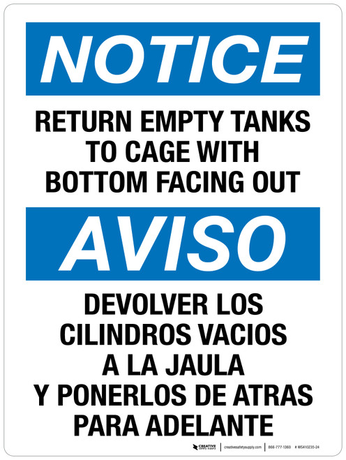 Notice: Return Empty Tanks To Cage With Bottom Facing Out Bilingual ...