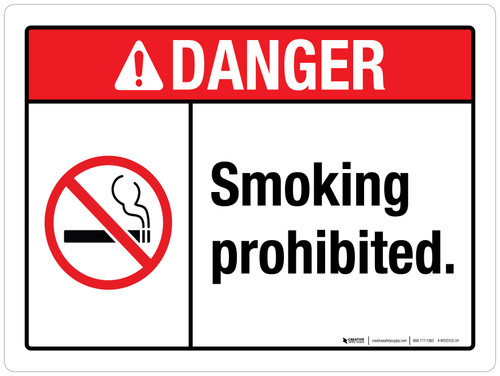 Danger: Smoking Prohibited ANSI Landscape - Wall Sign
