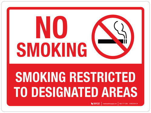 No Smoking - Smoking Restricted To Designated Areas Landscape - Wall ...