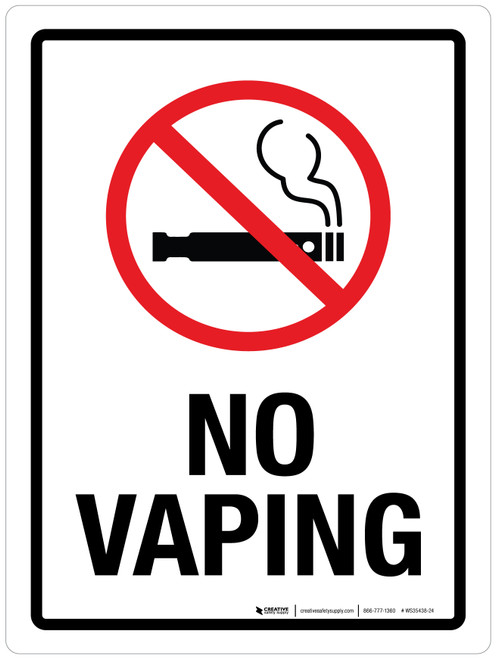 No Vaping Portrait - Wall Sign