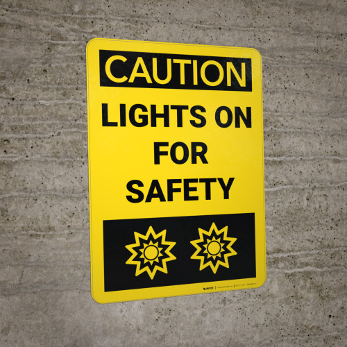 Caution: Lights On With Graphic Vertical - Wall Sign | Creative Safety ...