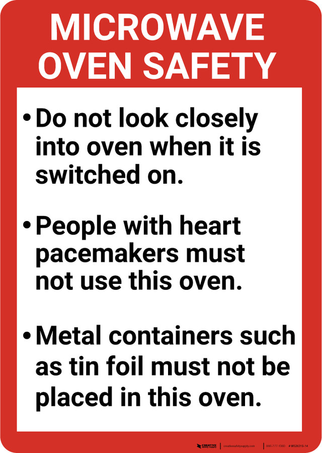 Microwave Oven Safety Guidelines Portrait - Wall Sign | Creative Safety ...