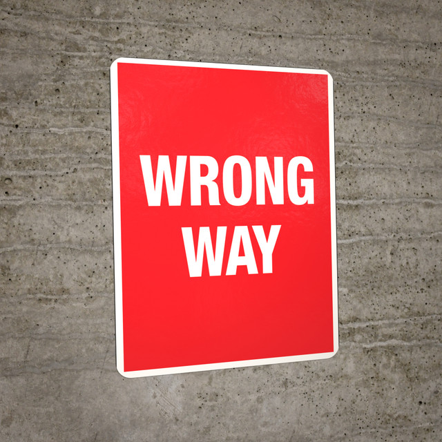 Red Wrong Way Sign