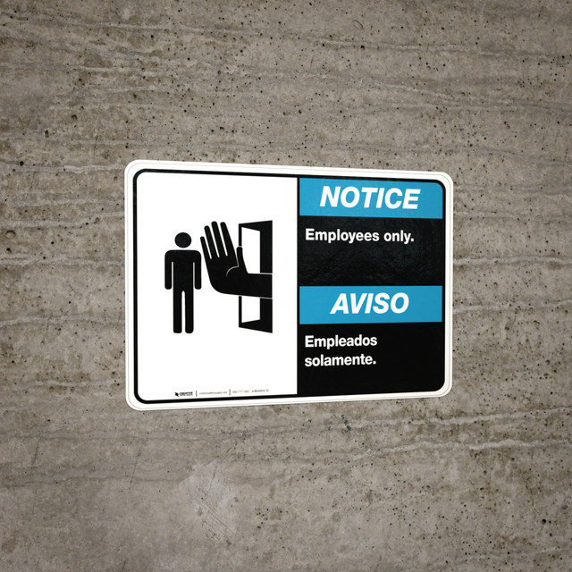 Bilingual Spanish Notice Employees Only Wall Sign | Creative Safety Supply