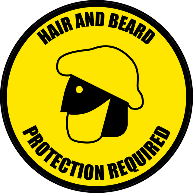 Hair and Beard Protection Required Floor Sign (Version 3) | Creative ...