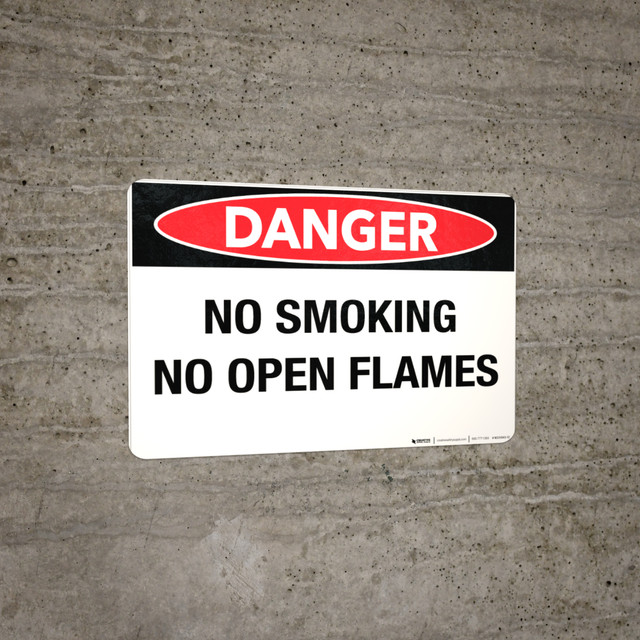 Danger: No Smoking No Open Flames - Wall Sign | Creative Safety Supply