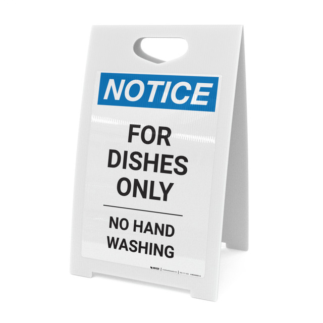 Notice: For Dishes Only No Hand Washing - A-Frame Sign