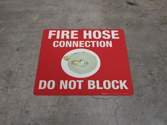 Fire Hose Connection - Do Not Block - Floor Sign