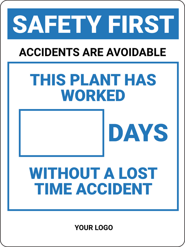 Days Without Accident (Logo Below) Dry Erase - Wall Sign