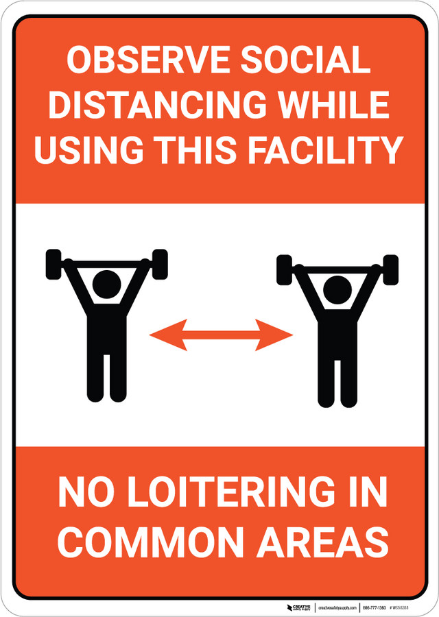 Observe Social Distancing - No Loitering in Common Areas - Wall Sign