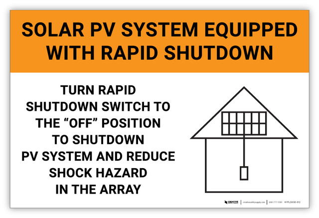 Solar PV System Equipped with Rapid Shutdown - Solar Panel Label