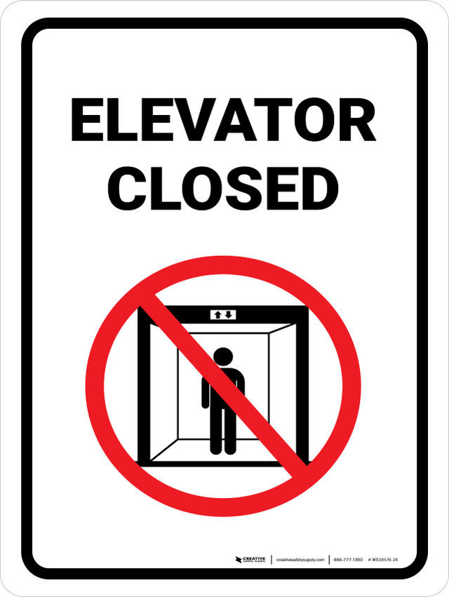 Elevator Closed with Icon Portrait - Wall Sign | Creative Safety Supply