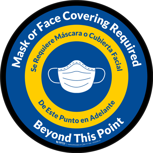 Mask or Face Covering Required Beyond This Point Bilingual Spanish with ...