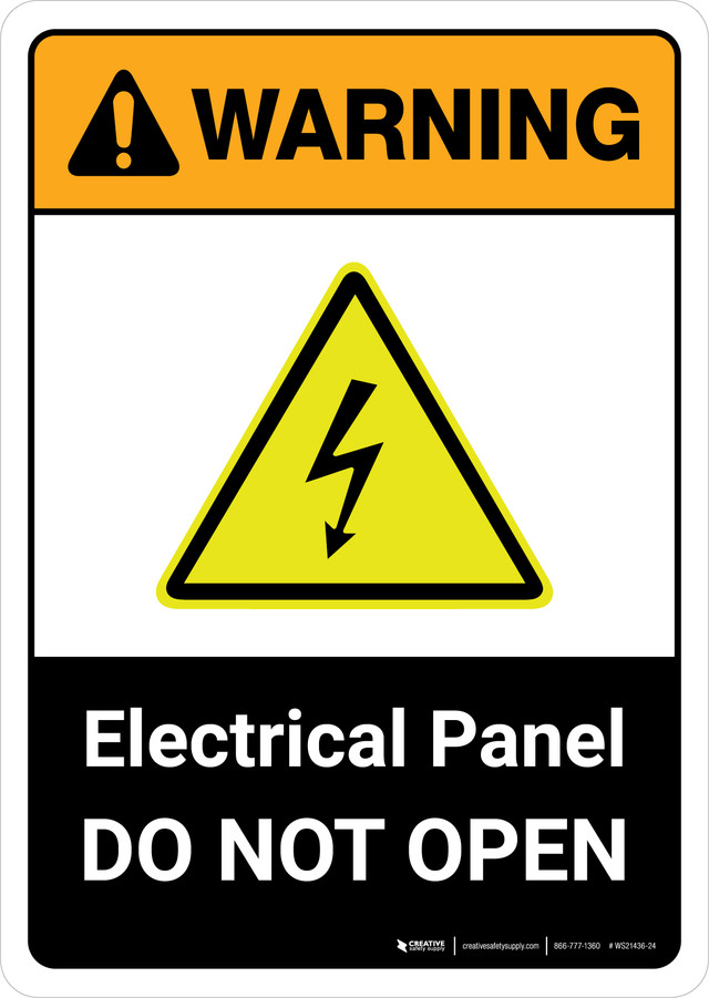 Warning: Electrical Panel Do Not Open with Icon ANSI Portrait - Wall Sign